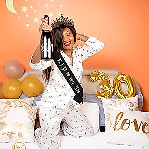 R.I.P to My 20s Sash with Black Crown RIP to My 20s Birthday Sash for Girl for 30 th Birthday Girl Funeral for Youth 30th Decorations Birthday Prom Cosplay Party