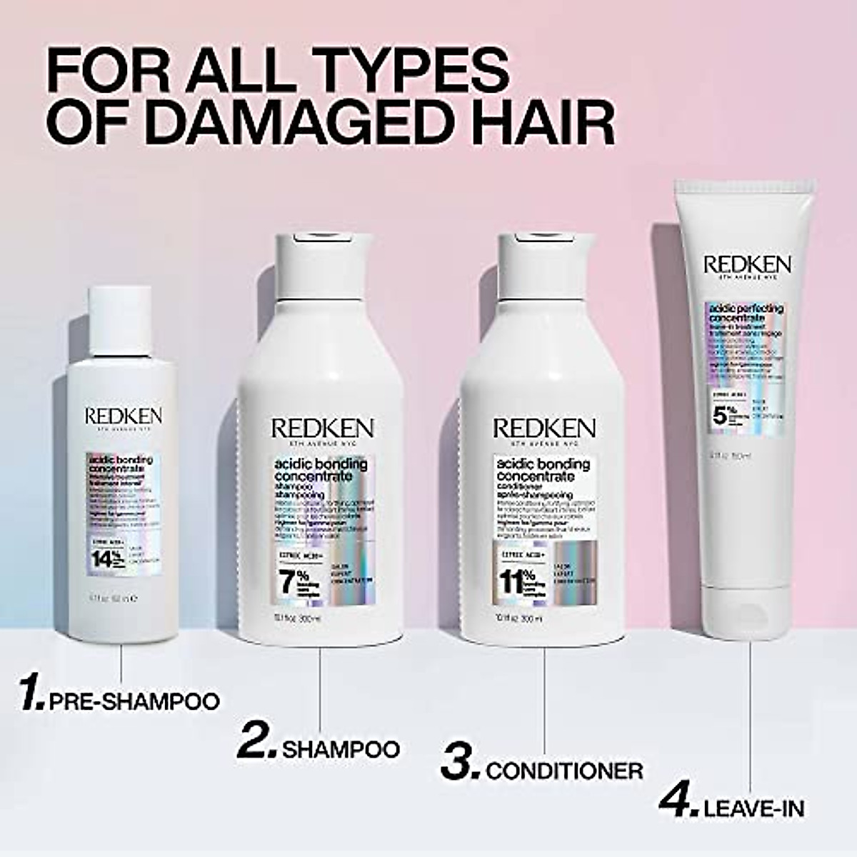 Redken Bonding Shampoo for Damaged Hair Repair | Acidic Bonding Concentrate | For All Hair Types