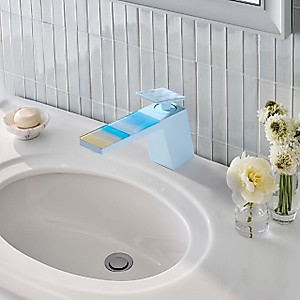 Bathroom Faucet for Sink 1 Hole,Blue Modern One-Handle Single Hole Bathroom Faucet,Brass Sink Vanity Faucets with Supply Hoses for RV Lavatory Restroom