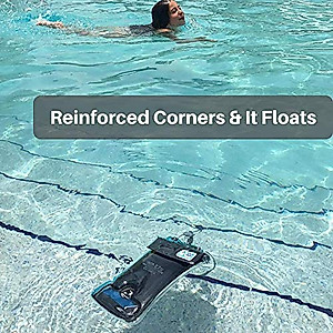AquaVault 100% Waterproof Floating Smart Phone Case & Money Pouch - Fits All Phones - Made from Premium Heavy Duty PVC for Added Drop Protection - Includes Adjustable Neck Strap Black