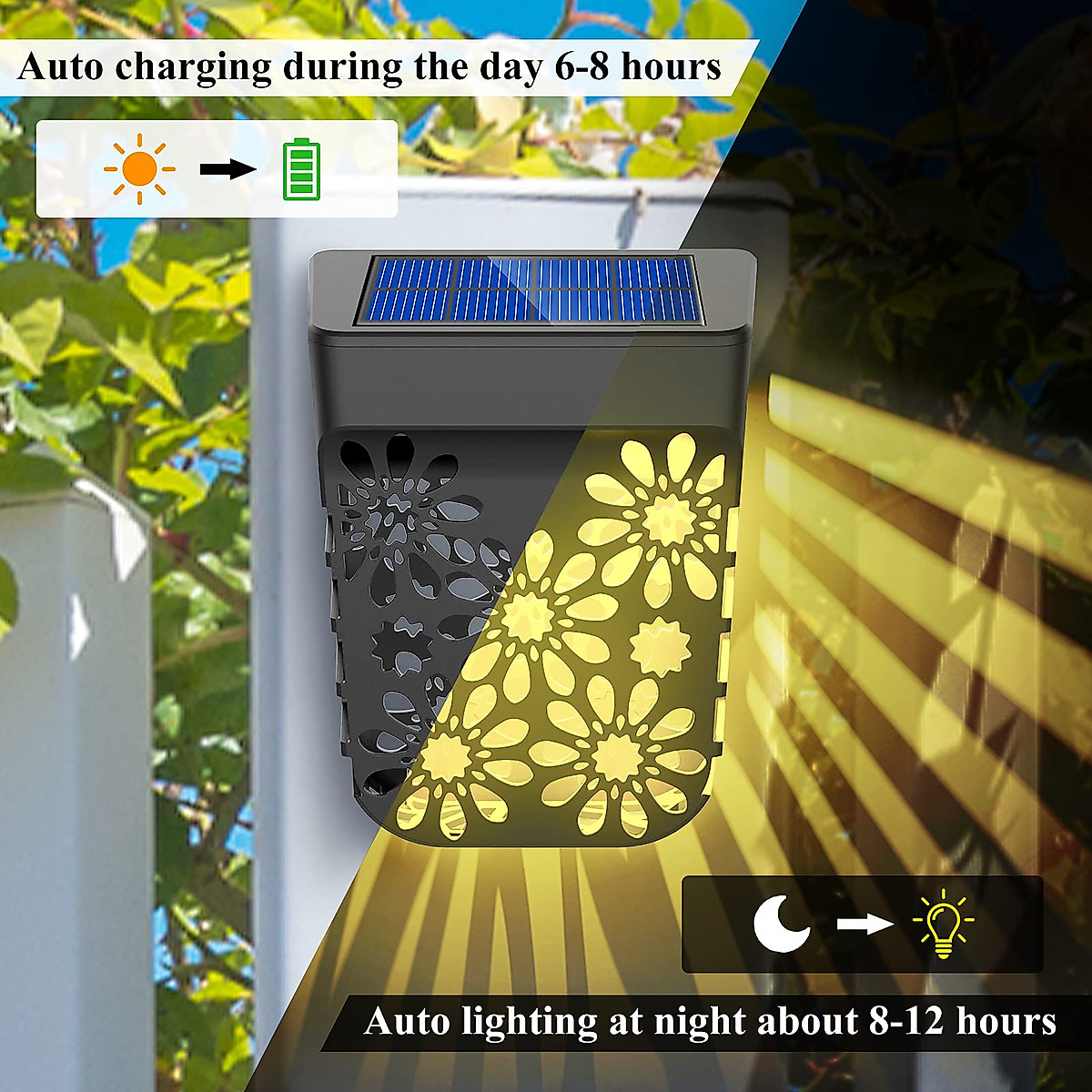 KagoLing Solar Fence Lights, Solar Deck Lights Outdoor Waterproof Step Lighting LED Garden Decorative for Patio, Front Door, Stair, Landscape, Yard and Driveway Path, 2 Pack