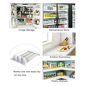 Drink Organizer for Fridge, Soda Can Beverage Dispenser Display Self- Pusher Glide Fridge Organizers - Holds Up to 12 Cans (310mm, White- baffle)