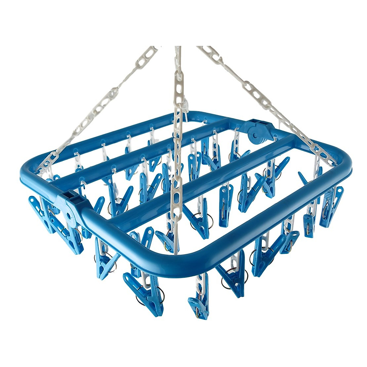 Groupcow Clip and Drip Hanger Clothes Hanger Drying Rack 32 Clips (Blue)