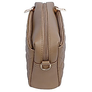 KKXIU Triple Zip Lightweight Small Crossbody Bags for Women Quilted Shoulder Purses and Handbags (B-khaki)