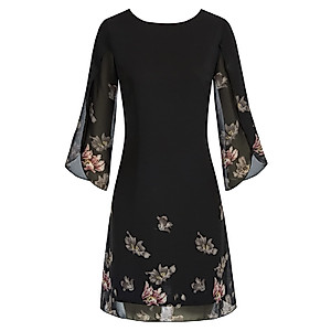 Elegant Women Dresses Summer 2023 Formal Dresses Black-Pink Flower L
