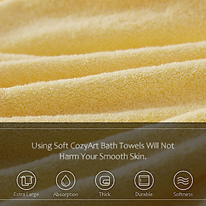 COZYART Light Yellow Luxury Bath Towel Set, Turkish Cotton Hotel Towel Bulk for Bathroom, Thick Bathroom Set of 6 Pcs with 2 Large Bath Towels, 2 Hand Towels, 2 Washcloths, 650 GSM.