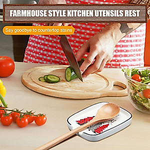 Teenyyou Christmas Ceramic Spoon Rest Farmhouse Spoon Rest Christmas Tree Cooking Utensils Holder Dishwasher Safe for Stove Top Xmas Kitchen Decorations Merry Christmas Housewarming Gift