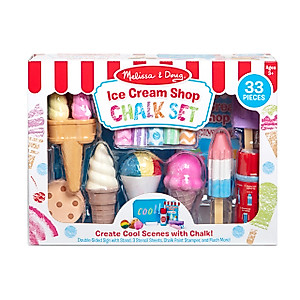 Melissa & Doug Ice Cream Shop Multi-Colored Chalk and Holders Play Set - 33 Pieces, Great Gift for Girls and Boys