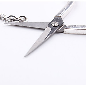 BIHRTC Stainless Steel Sharp Tip Sewing Snips Thread Cutter Safety Scissors with Sheath Chain for Embroidery, Sewing, Craft, Art Work & Everyday Use (Silver-1)