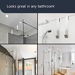 SimplyHooks 8" Shower Door Hooks, Silver, 2 Pack, Shower Towel Hook, Shower Door Hook for Frameless Glass Shower Door 3/8"(10mm)