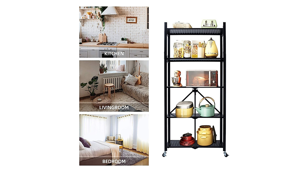 Malson 5-Tier Metal Storage Rack with Wheels - Heavy Duty