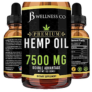 2-Pack Hemp Oil 7500mg Natural and Safe Hemp Oil Powerful for Ingestible & Topical Use - Non-GMO - Plant Based - Sugar-Free Peppermint - 2oz