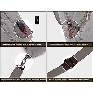 Canvas Sling Bag Crossbody Backpack Shoulder Casual Rucksack for Men Women Outdoor Cycling Hiking Travel Fishing Black