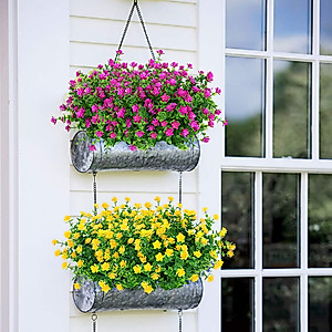 ArtBloom 6 Bundles Outdoor Artificial Flowers UV Resistant Fake Boxwood Plants, Faux Plastic Greenery for Indoor Outside Hanging Plants Garden Porch Window Box Home Wedding Farmhouse Decor (Magenta)