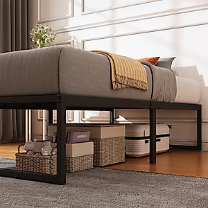 XINXINYAN 16 Inch Full Bed Frame, No Box Spring Needed, Heavy Duty Metal Platform Bed Frame Full Size, Strong Steel Slats Support, Noise Free, Easy Assembly, Black