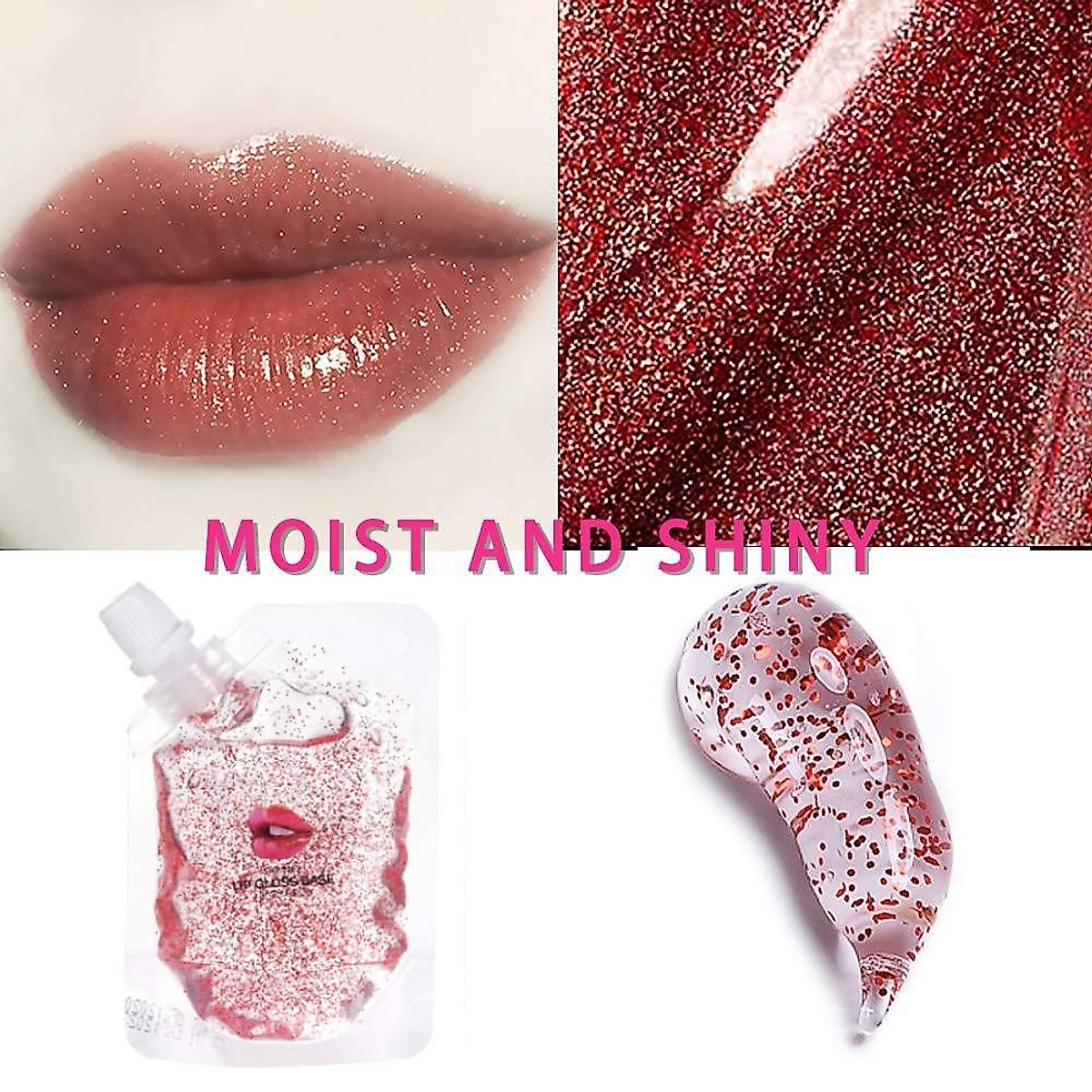 Skynest Lip Gloss Base, DIY Lip Gloss Moisturizing, Non-Sticky, Vegan Lip Makeup Oil(1Pack 50ML+3 Packs 20ML)