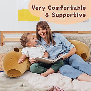 MorisMos Long Capybara Body Pillow 39.3in, Cute Capybara Stuffed Aminal Sleeping Big Pillow Cuddly Soft Throw Pillow Toy Gift for Kids Grilfriend