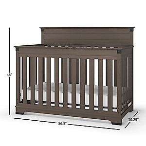 Child Craft Redmond 4-in-1 Convertible Crib, Baby Crib Converts to Day Bed, Toddler Bed and Full Size Bed, 3 Adjustable Mattress Positions, Non-Toxic, Baby Safe Finish (Dapper Gray)