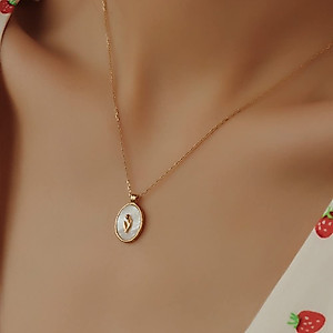 Vintage Tulip Flower Pendant Necklace for Women Girls s925 Sterling Silver 18K Gold Plated Embossed Oval Link Chain Adjustable Christmas Valentine Birth Month Jewelry Gifts for Mother Lover (Gold)