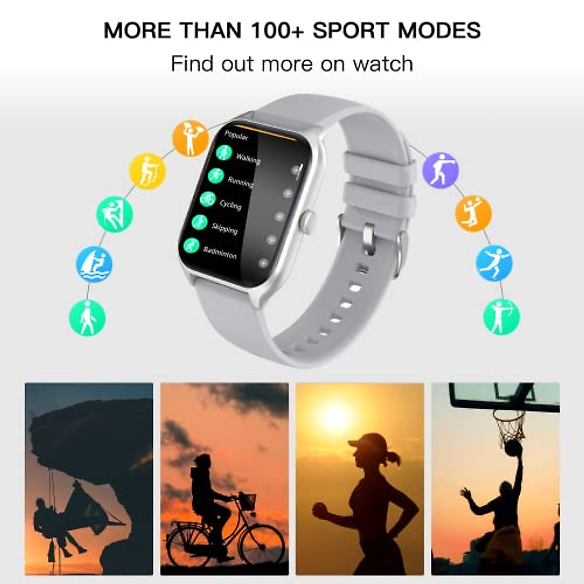 Ypaddbu Smart Watch for Women Men, 1.96" Full Touch Screen Smartwatch for Android & iOS Phones, Fitness Smart Watch with Heart Rate Blood Oxygen Monitor, 100+ Sport Modes，Ai Voice