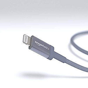 Amazon Basics Nylon Braided USB-C to Lightning Cable, MFi Certified Charger for iPhone 14 13 12 11 X Xs Pro, Pro Max, Plus, iPad, Dark Gray, 6-Foot