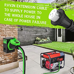 RVVIN 50 Amp 25 Feet RV Extension Cord, 14-50P to SS2-50R Heavy Duty STW Generator Extension Cord for RV Camper and Generator to House, with Locking Connector, ETL Listed (Black&Green)