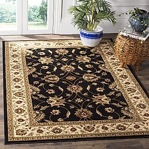 SAFAVIEH Lyndhurst Collection Area Rug - 6'7" x 9'6", Black & Ivory, Traditional Oriental Design, Non-Shedding & Easy Care, Ideal for High Traffic Areas in Living Room, Bedroom (LNH553-9012)