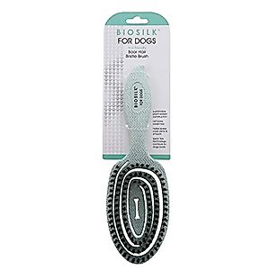BioSilk for Dogs Eco-Friendly Boar Hair Bristle Brush in Mint Green | Easy to Hold Ergonomic Handle Dog Brush for Shedding | Best Pet Brush for Dog Grooming