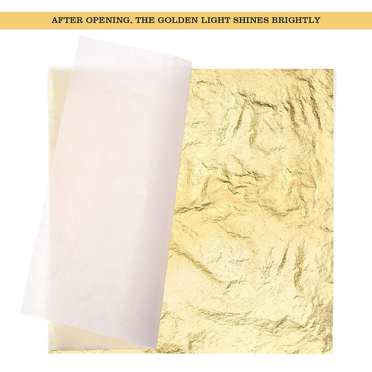Cunhill 100 Sheets Gold Foil Paper Art Gold Foil Sheets Gilding Brush Thin Gold Leaf Sheets Gold Foil Paper Craft for Arts Painting Gilding Crafting Decoration, 5.5 x 5.5 Inches (Gold)