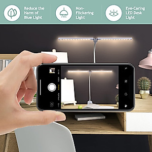 deaunbr LED Reading Light with Clip, Desk Lamp 48 LEDs 2600mAh Battery USB Rechargeable Book Lights Stepless Adjustable Brightness Eye Protection Flexible Table Lamps for Bed Headboard, Home, Office