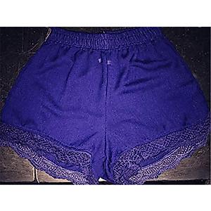 Andongnywell Shorts for Women Solid Ruffle Hem Drawstring Pajamas Mini Pants Solid Color Short Trousers (Blue 1,Medium)