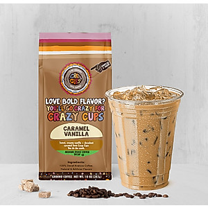 Crazy Cups Decaf Flavored Ground Coffee Variety Pack, Includes Cinnamon French Toast, Caramel Vanilla, Pumpkin Caramel Spice, in 10 oz Bags, For Brewing Flavored Hot or Iced Decaf Coffee, Variety 3 Pack