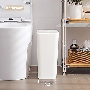 XAJH 2 Pack Trash Can with Lid, Slim Bathroom Trash Can, Small Trash Can with Press Top Lid, Plastic Garbage Can, Waste Basket for Bathroom, Kitchen, Bedroom,Living Room, Office