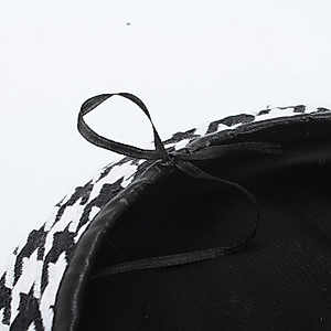 Qiabao Women's Luxury Houndstooth Pattern Beret Beanie Hat (Black/White)