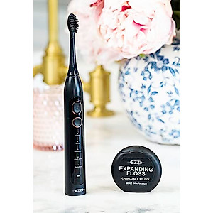 EZZI Sonic Electric Toothbrush | Ultra Soft Tapered Bristles | 60-Day Rechargeable Battery | 42,000 Vibrations/Min | for Adults, Sensitive Teeth, Receding Gum Disease, Whitening, Braces, Travel