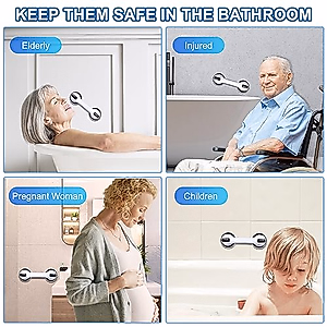 Grab Bars for Bathtubs and Showers, 2 Pack Shower Handle 12 Inch Strong Suction Shower Bar, Safety Bars for Shower Chair, Bathroom Grab Bar for Senior