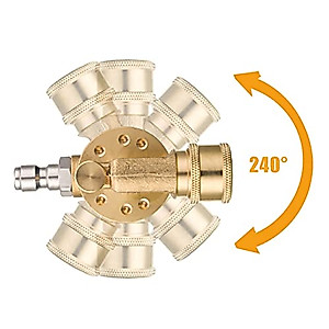 FIXFANS Pressure Washer Pivoting Coupler, 1/4” Quick Connect Gutter Cleaner Attachment, 240 Degree with 7 Angles for Power Washer Spray Nozzle, 4500PSI