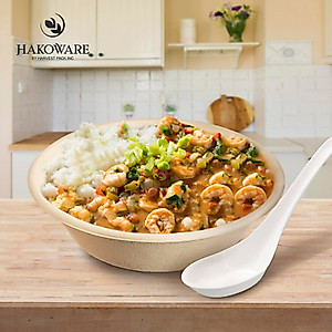 [50 Count]Sugarfiber by Harvest Pack 32oz Round Paper Bowls - Compostable Heavy-Duty Eco-Friendly Disposable Bagasse Bowls Sugarcane Natural plant fibers for Meal Prep Takeout Dinnerware