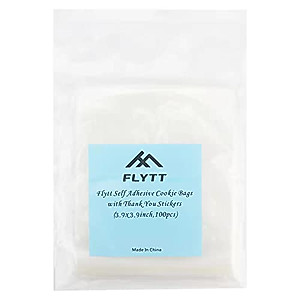 Self Adhesive Cookie Bags Treat Bags, Resealable Cellophane Bags, White Polka Dot Individual Cookie Bags with Thank You Stickers for Gift Giving (3.9''x3.9'', 100 Pcs)