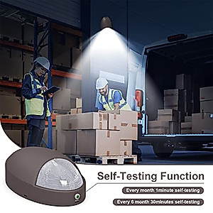 Outdoor Led Emergency Light with Battery Backup Photocell Sensor Self Test Diagnostics, Aluminum Exterior Waterproof Commercial Wall Pack Emergency Lighting Fixtures 120-277VAC UL Certified (2 Pack)