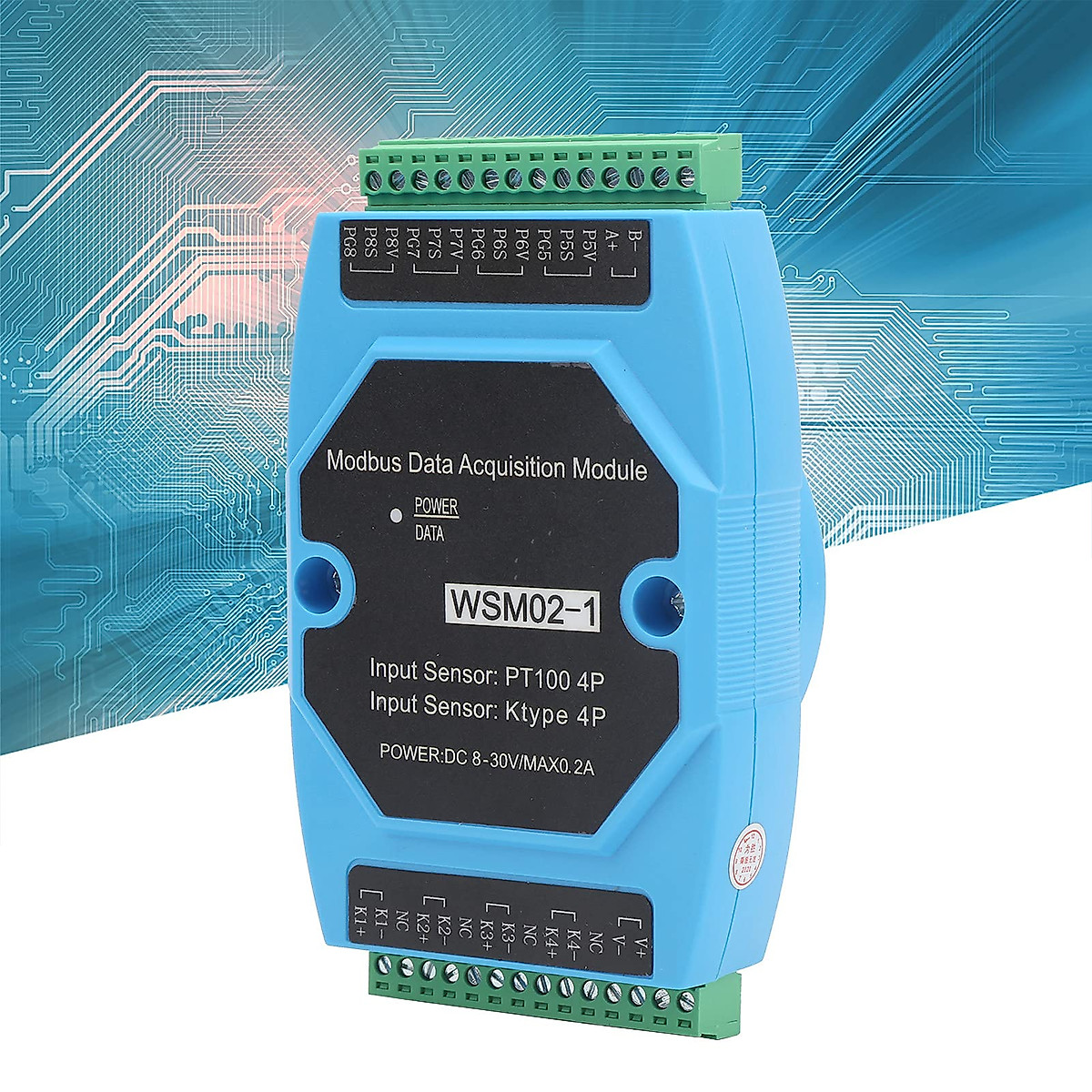 Temperature Data Loggers, Moubus Temperature Data Acquisition Module Compatible with 4-Channel PT100 and 4 Ktype Thermocouple for Industry