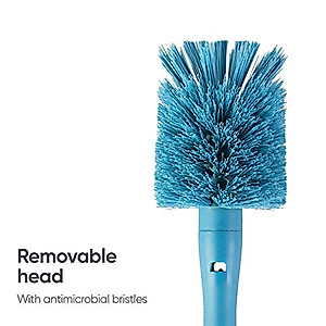 Owala 2-in-1 Water Bottle Brush Cleaner and Water Bottle Straw Cleaner Brush, Water Bottle Brush with Removable Head and Twist n’ Hide Straw Brush, Smokey Blue