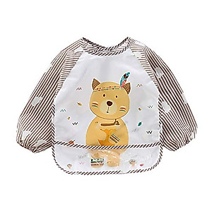 HaimoBurg 4 Pcs Long Sleeved Baby Infant Toddler Bibs Sleeved Bibs 8-36 Months