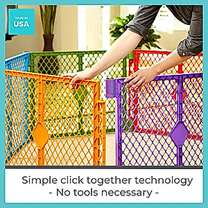 Toddleroo by North States Superyard Colorplay Ultimate 2 Panel Extension, Made in USA: Increases play space up to 34.4 sq. ft. (Adds 64", Multicolor)