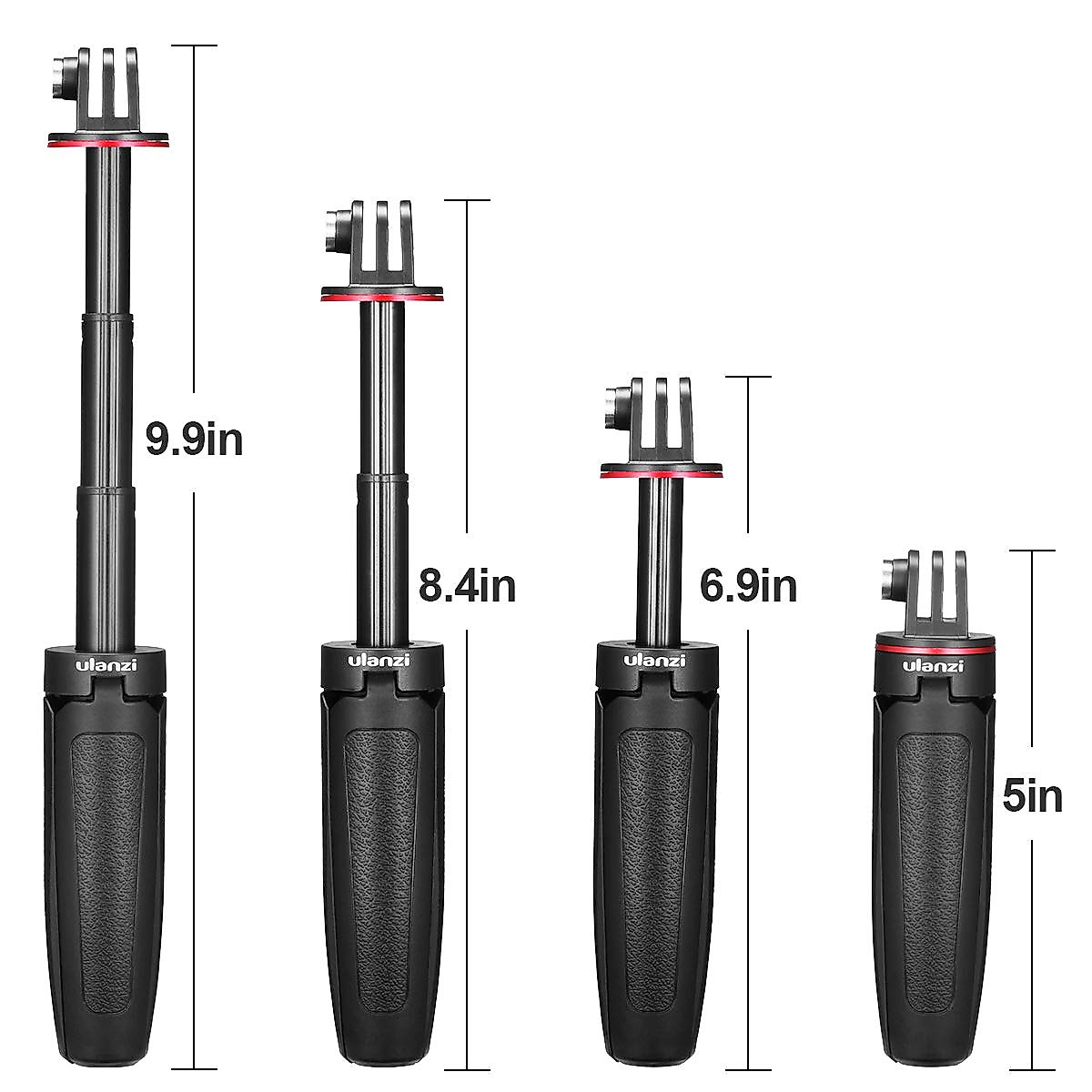 ULANZI Extendable Selfie Stick for Gopro | 2 in 1 Mini Tripod Stand for Gopro Hero 10/9/8/7/6/5 | Portable Handle Vlog Tripod for All Action Cameras