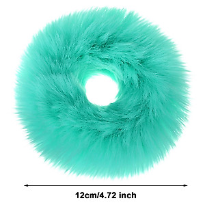 WILLBOND 30 Pieces Fuzzy Scrunchies Bulk Pompom Ball Elastic Hair Ties Fluffy Ponytail Holders Band for Women Hair Accessories, 21 Colors