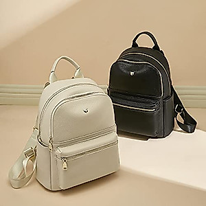 Leather Backpacks for Women, Genuine Leather Ladies Fashion Rucksack with Adjustable Shoulder Strap Convertible Real Leather Travel Bags Womens Multipurpose Backpack Purses (Black)