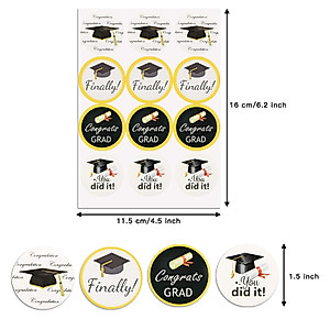 240 Pcs Graduation Stickers,2023 Graduation Cap Stickers,Self-Adhesive Grad Labels Stickers for College Graduation Hat Party Envelopes Decor Scrapbooking Supplies (240 Pcs)