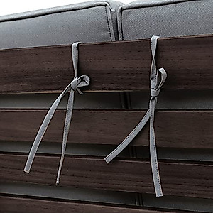 Quarte Outdoor Adjustable Patio Couch Sofa Bed, Acacia Wood Daybed Sofa Chaise Lounge with Cushions, Futon Sofa Furniture for Patio, Balcony, Poolside, Backyard (Gray-Acacia*)