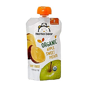 Amazon Brand - Mama Bear Organic Vegetarian Baby Food Pouch, Apple, Sweet Potato, 4 ounce (Pack of 1)
